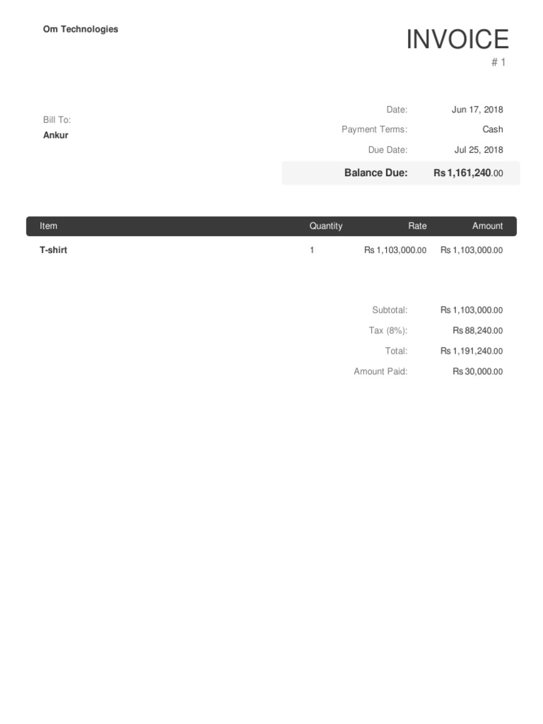 Invoice # 1 PDF | PDF