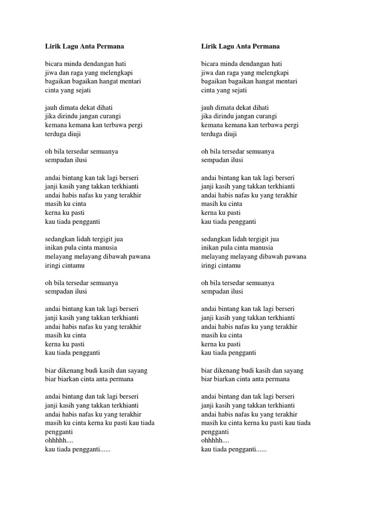 Lirik Lagu Anta Permana | PDF