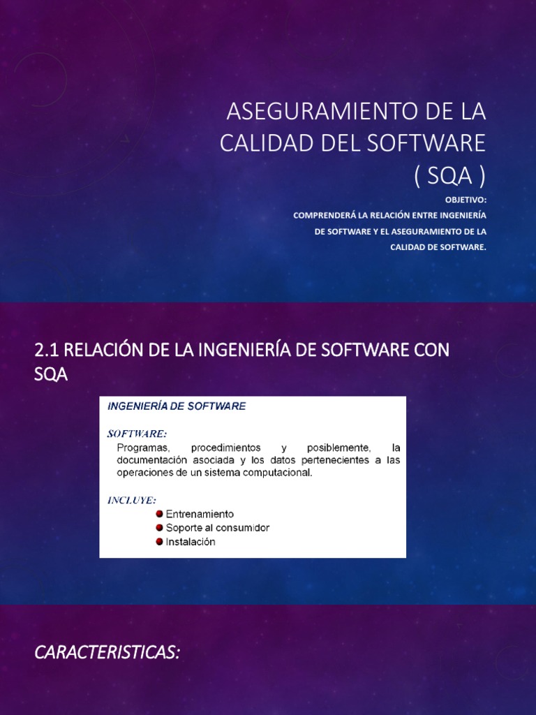 Aseguramiento De La Calidad Del Software ( Sqa ) | Ingeniería de software | Software