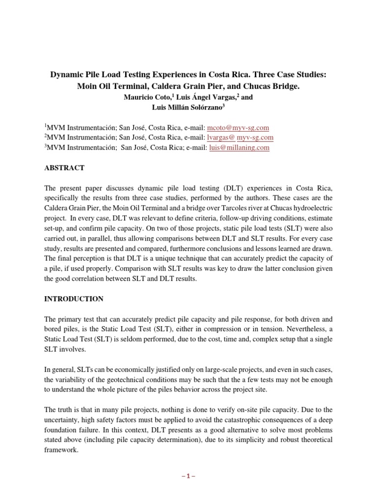 Dynamic Pile Load Testing in Costa Rica | PDF | Deep Foundation ...