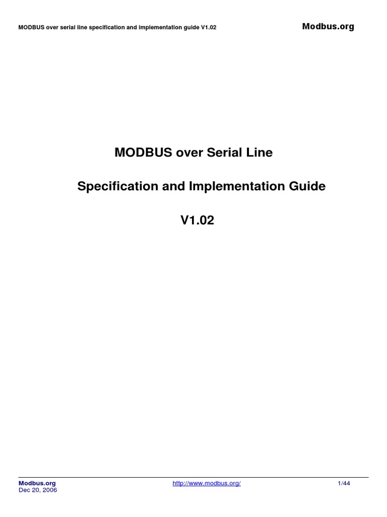 MODBUS Over Serial Line Specification and Implementation Guide V1.02 ...