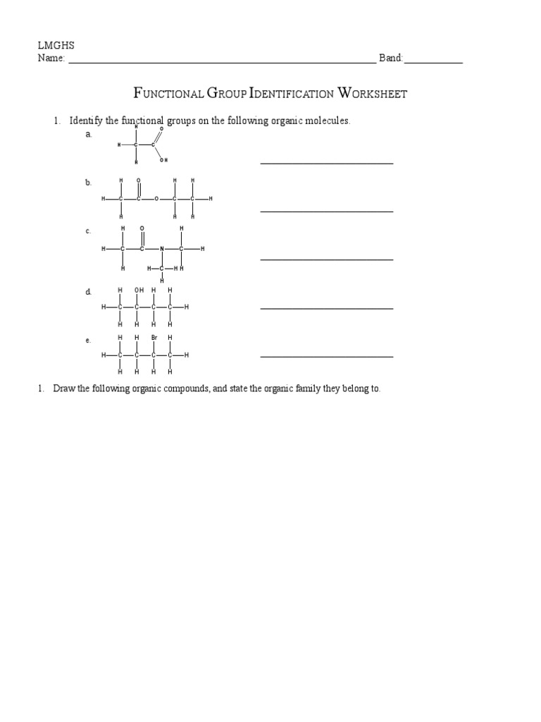 Organic Chemistry Functional Groups Worksheet