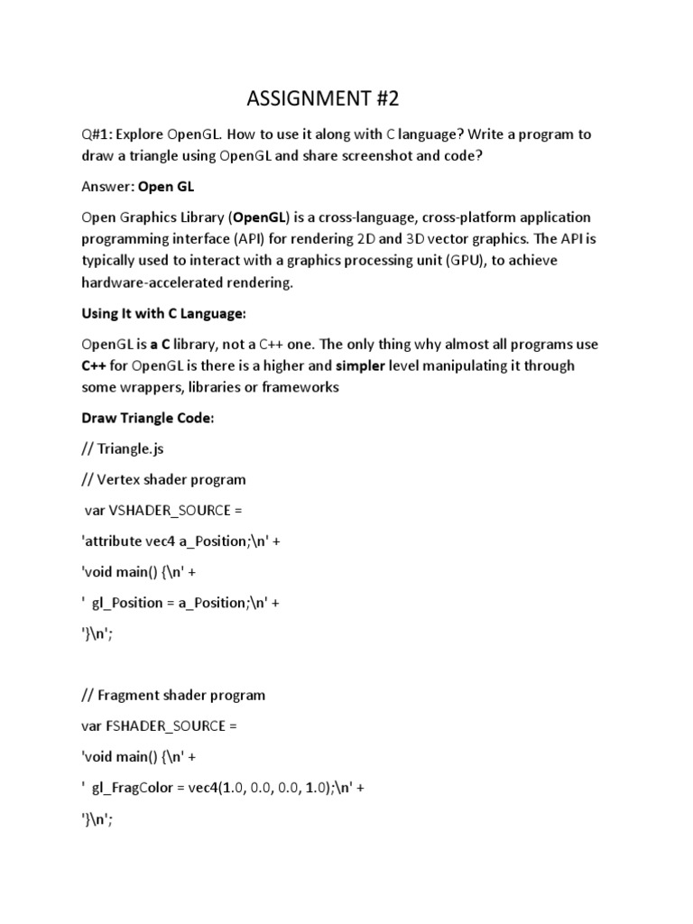 OpenGL - Assignment | PDF | Shader | Computer Libraries OpenGL - Assignment | PDF | Shader | Computer Libraries