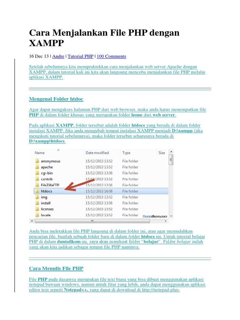 Cara Menjalankan File PHP Dengan XAMPP | PDF | Komputer