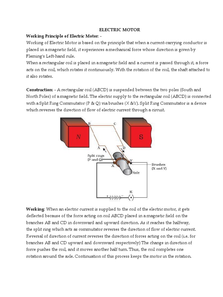 Electric Motor Working Principle of Electric Motor | PDF