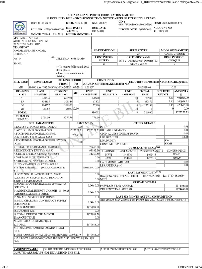 Electricity Bill | PDF | Cheque | Payments