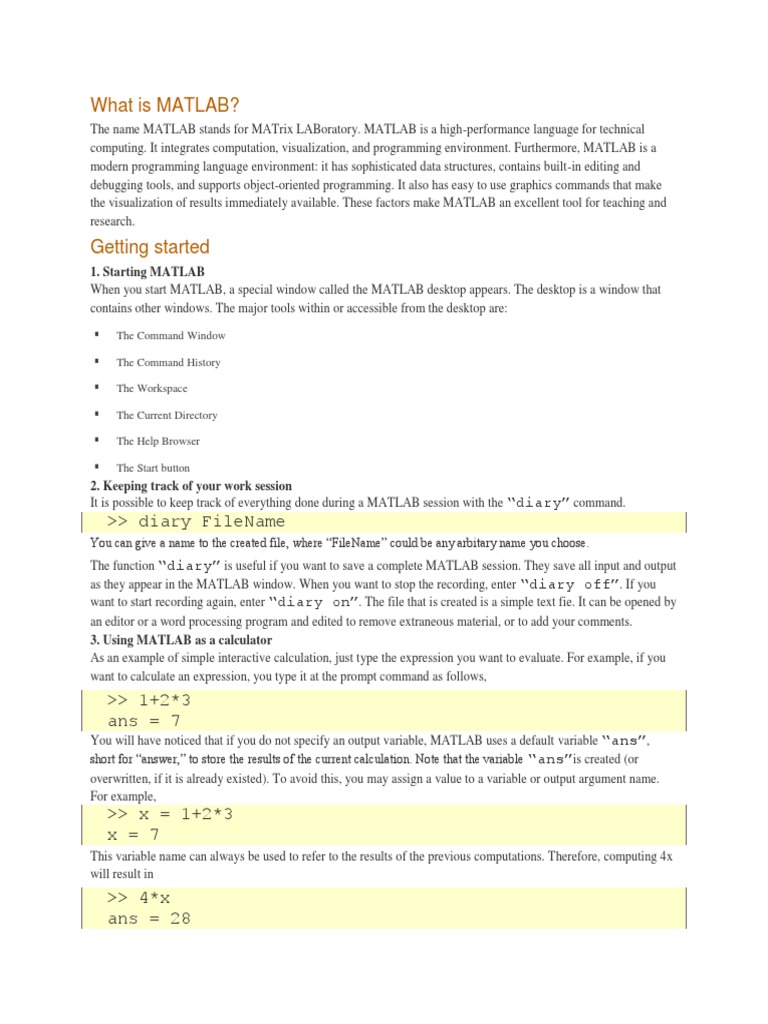 What Is Matlab Pdf File Format Matrix Mathematics