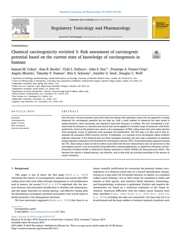 Regulatory Toxicology and Pharmacology: Commentary | PDF | Carcinogen ...