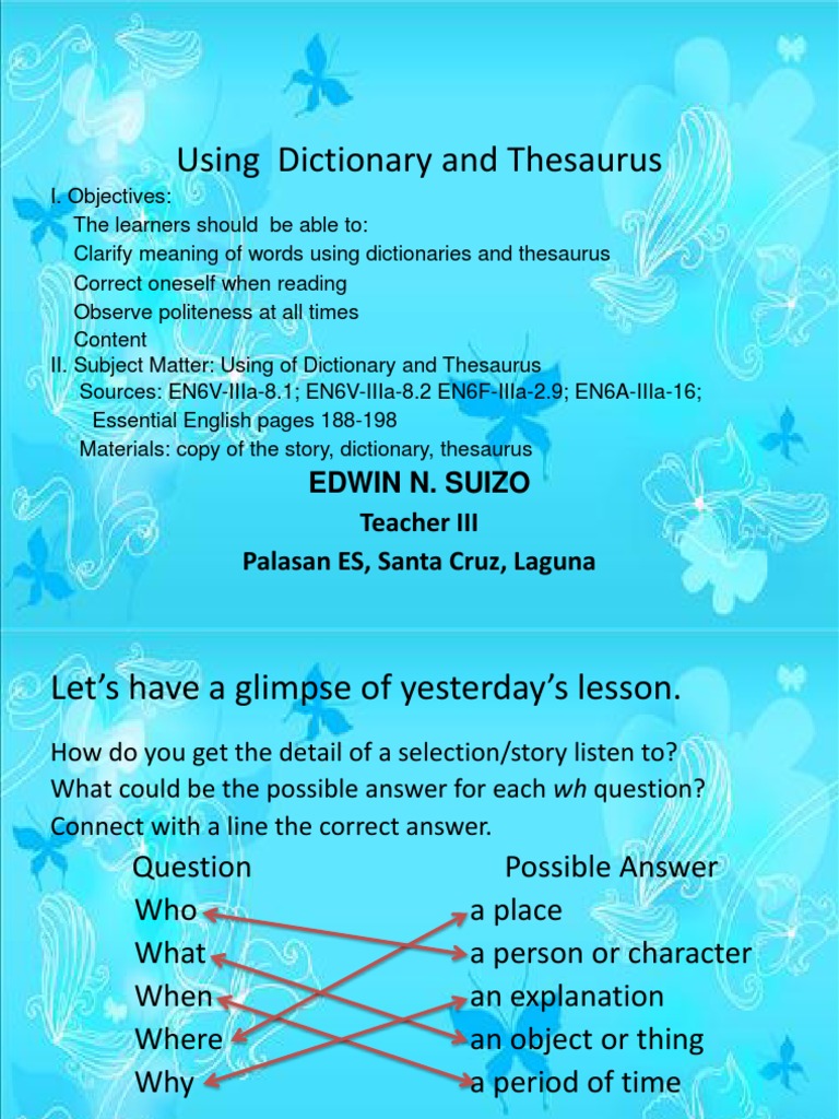 English 6 PPT Week 1 Day 3 QTR 3 Dictionary | PDF | Dictionary ...