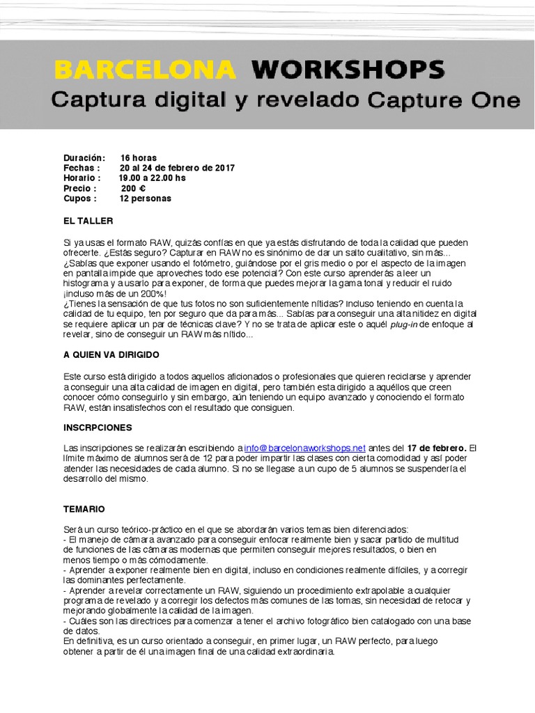 Captura Digital y Revelado Capture One PDF | PDF | Formato de imagen ...