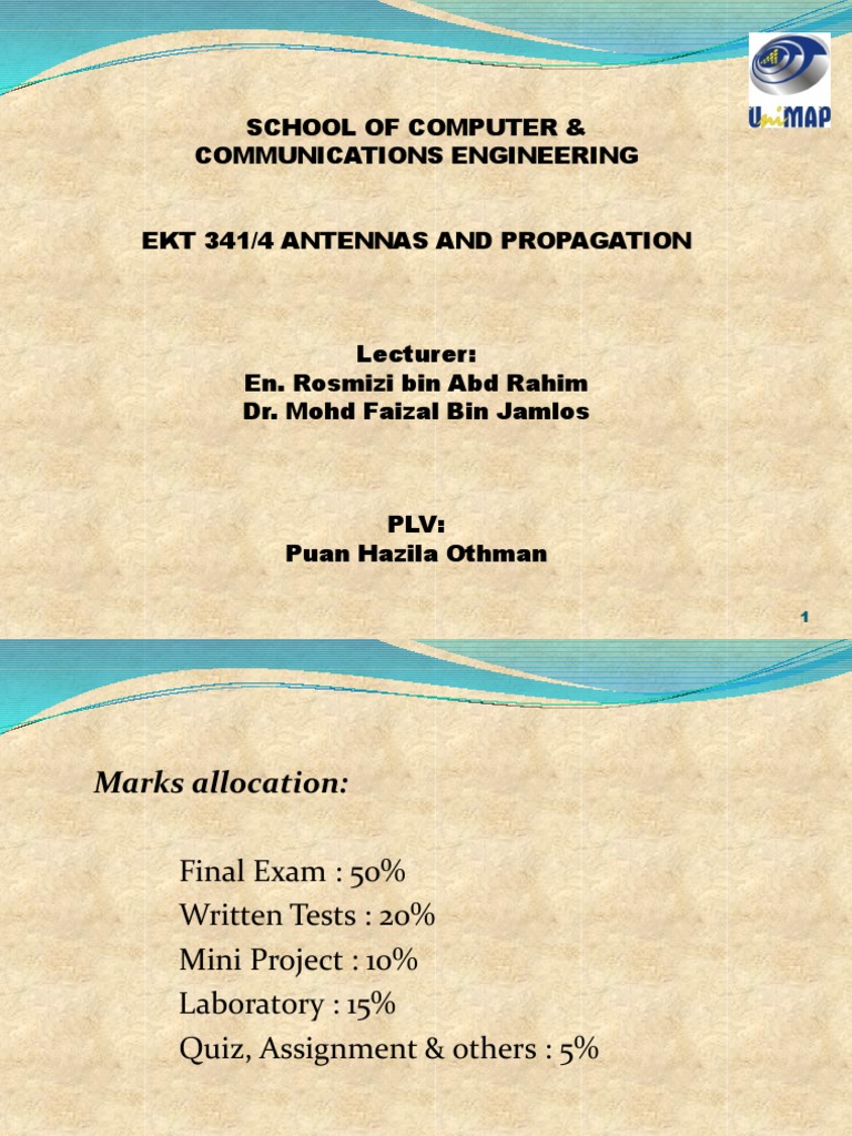 School of Computer & Communications Engineering Ekt 341/4 Antennas and Propagation | PDF ...