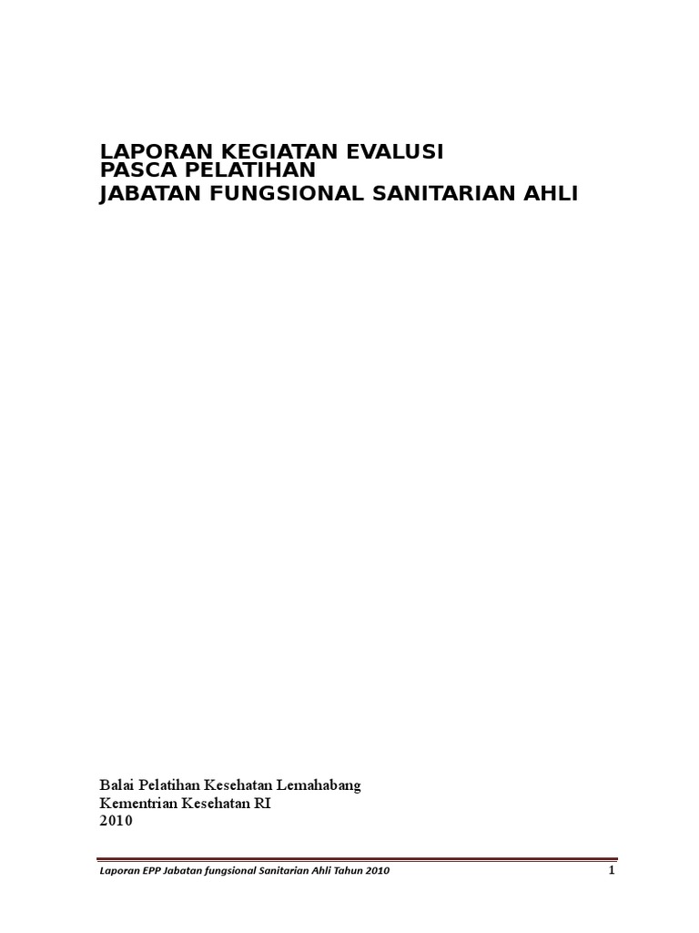 Contoh Laporan Pasca Pelatihan | PDF