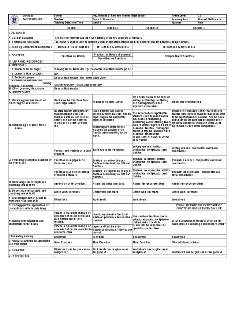 General Math DLL For SHS - More DLL at D | PDF | Division (Mathematics ... General Math DLL For SHS - More DLL at D | PDF | Division (Mathematics ...