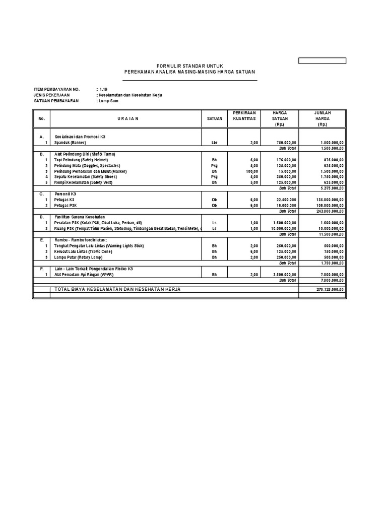 Analisa Harga Satuan | PDF