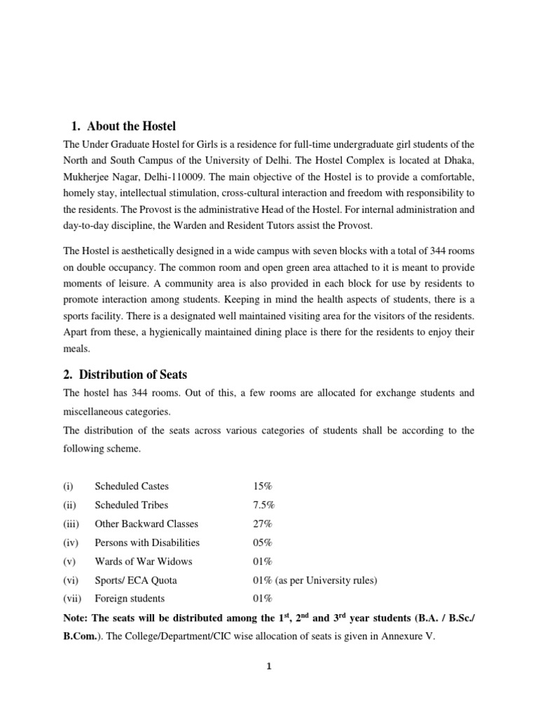UGHG Hostel Admission Details 2025 | PDF | University And College ...