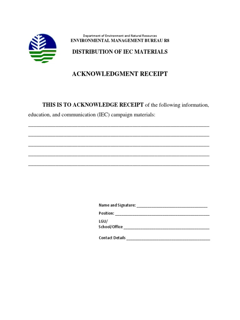 Acknowledgment Receipt: Distribution of Iec Materials | PDF