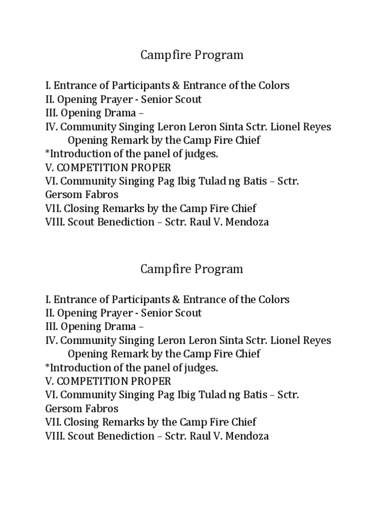 Campfire Program | PDF