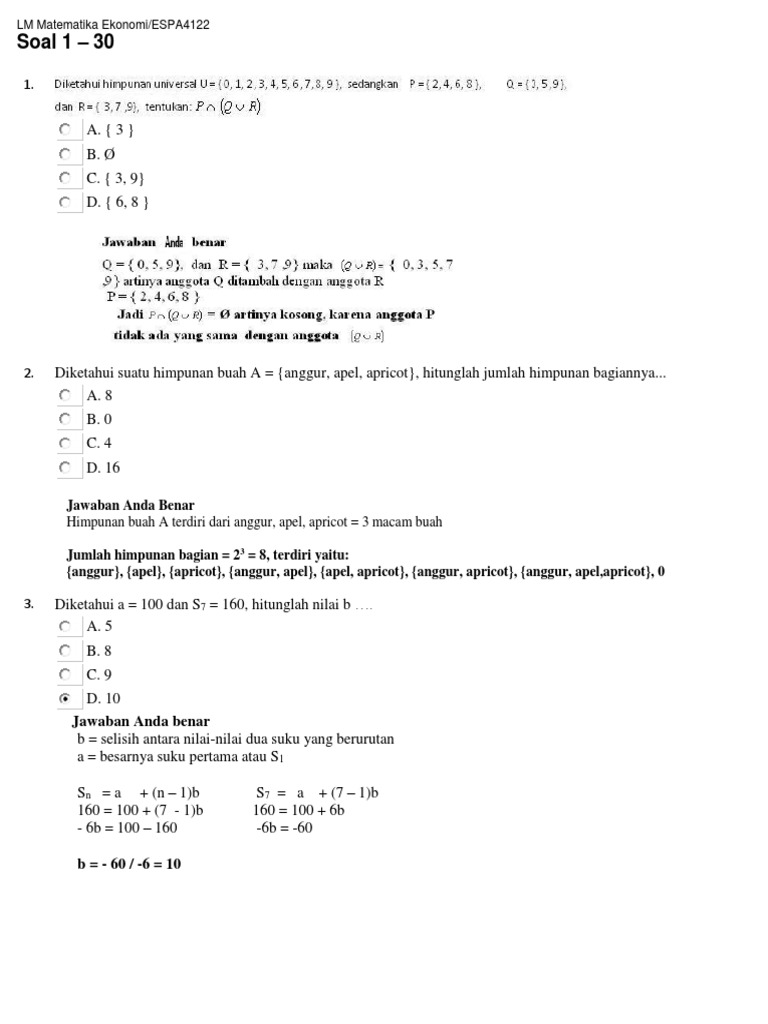Soal Latihan Matematika Ekonomi | PDF