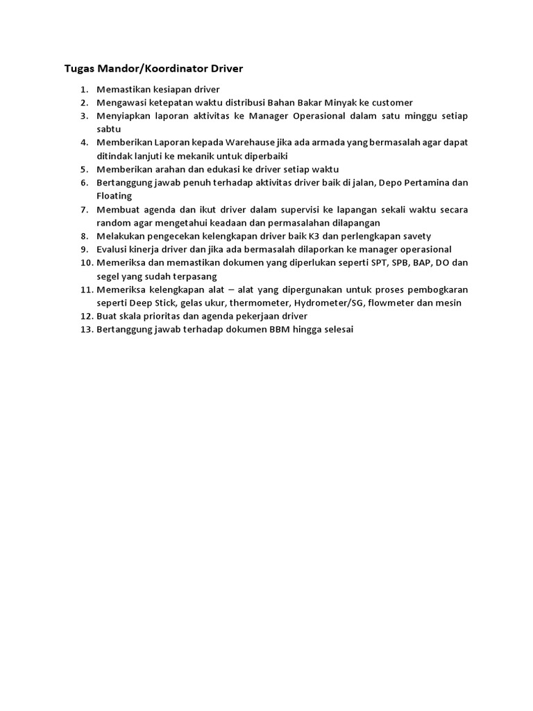 Tugas Mandor | PDF