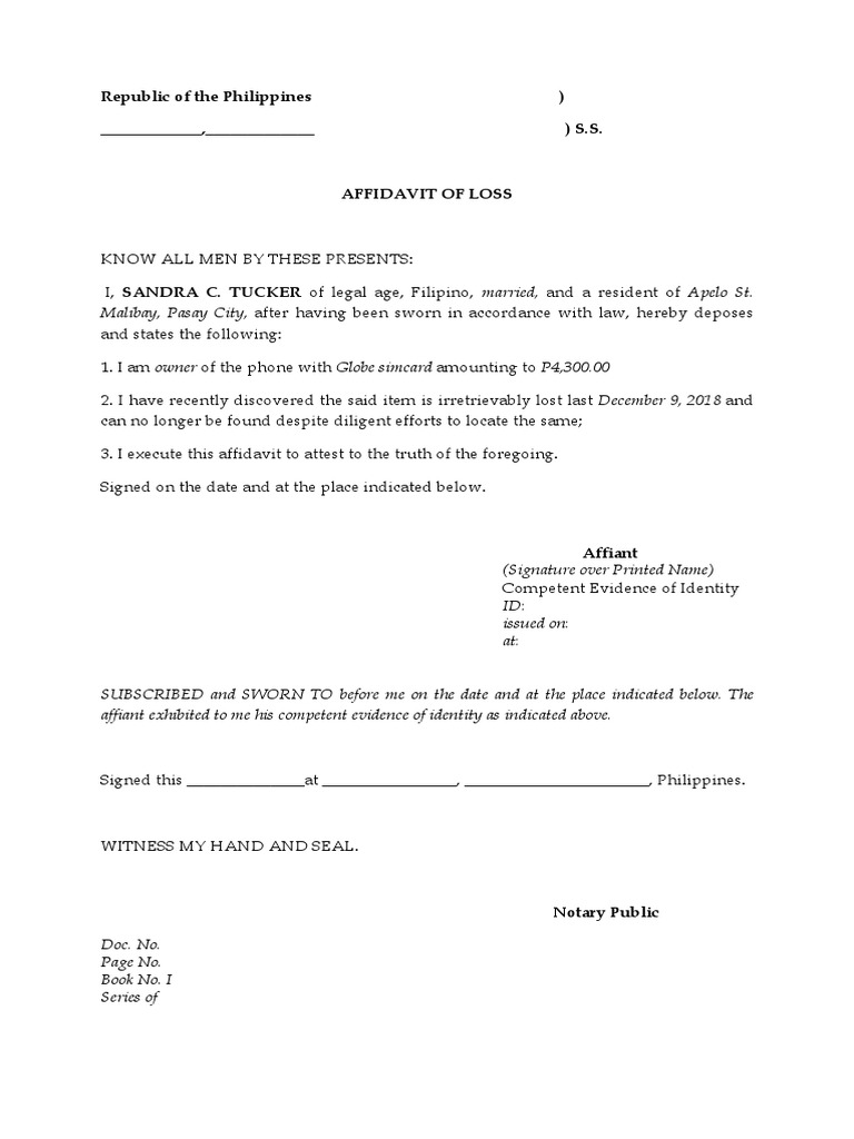 Affidavit of Loss | PDF