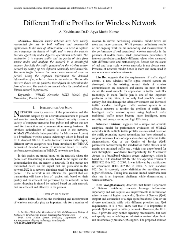 Different Traffic Profiles For Wireless Network | PDF | Quality Of ...