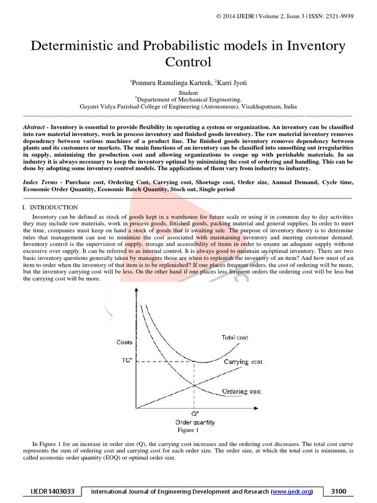 Deterministic and Probabilistic Models I | PDF | Inventory | Demand