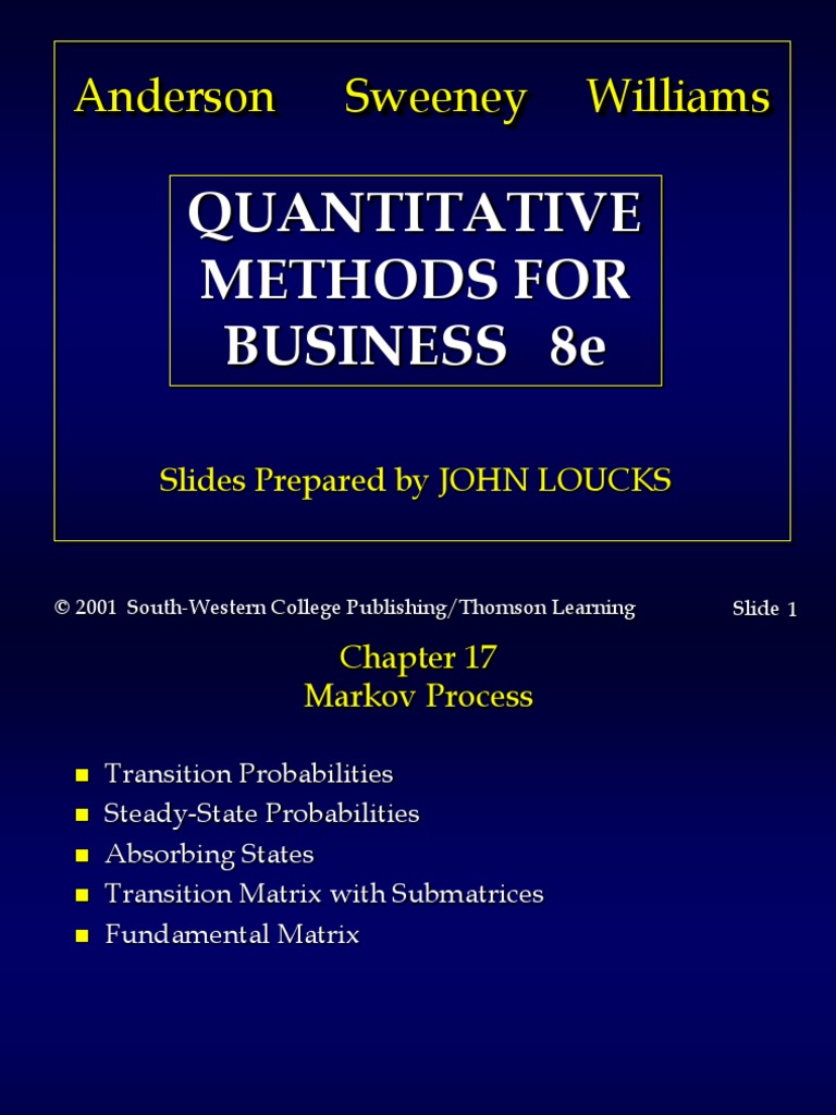 Anderson Sweeney Williams: Quantitative Methods For Business 8E | PDF ...