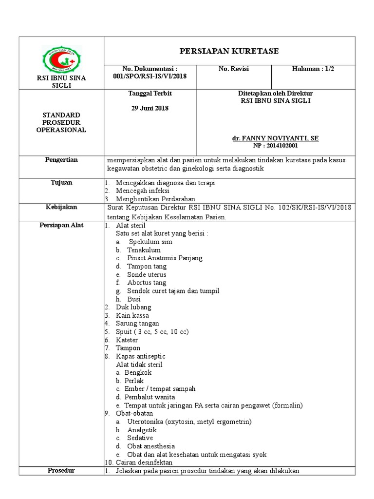 Spo Persiapan Kuretase | PDF