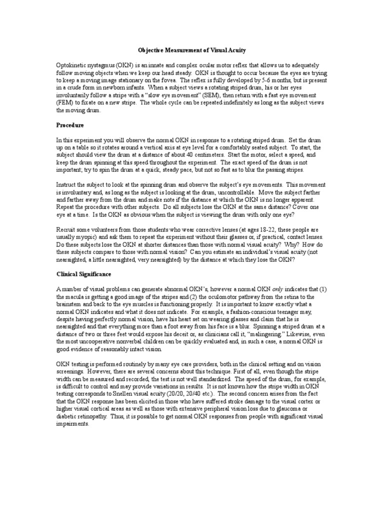 Objective Measurement of Visual Acuity | PDF | Visual Acuity | Mental Processes