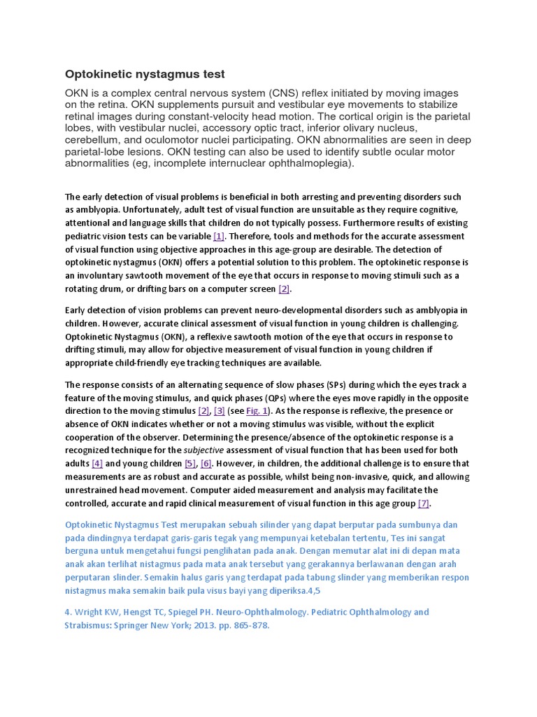 Optokinetic Nystagmus Test Overview | PDF | Visual System | Visual ...
