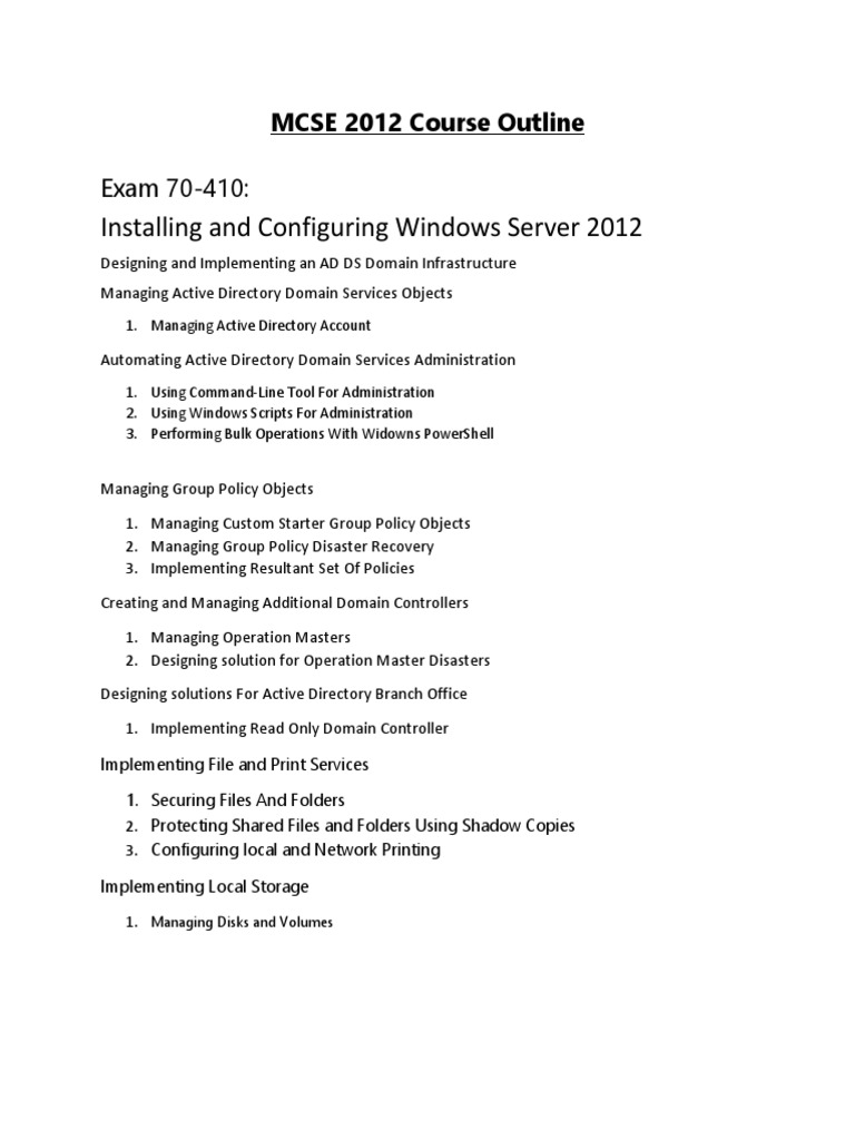 MCSE 2012 Course Overview | PDF | Active Directory | Group Policy