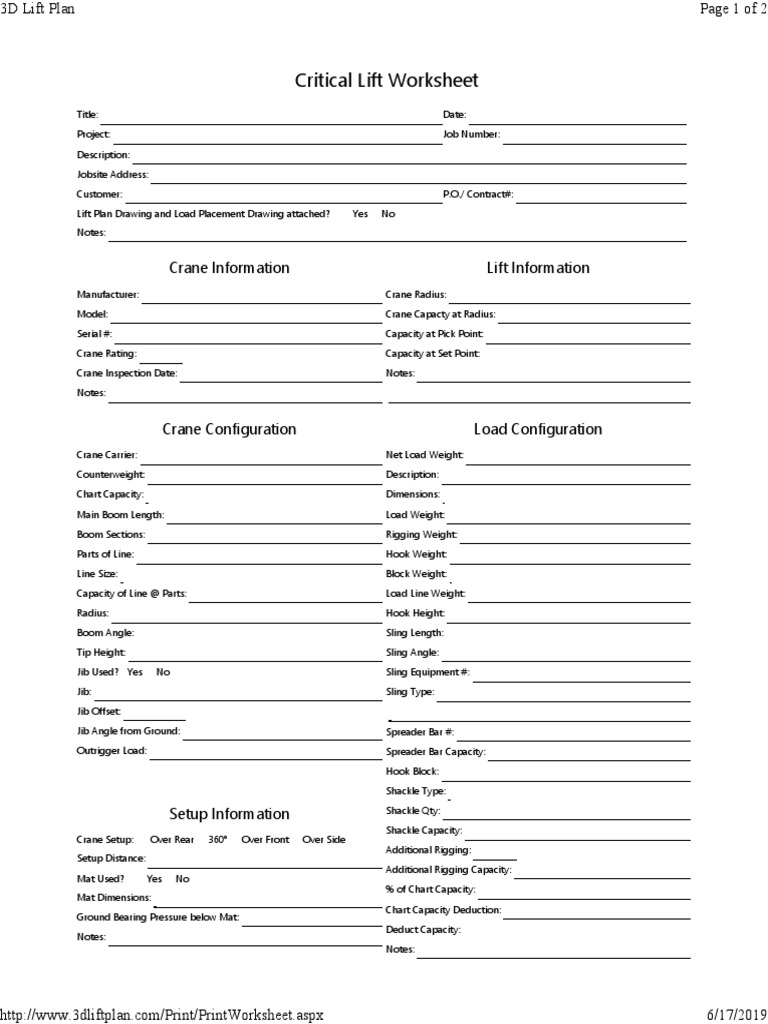 Lift Plan Template | PDF | Crane (Machine)