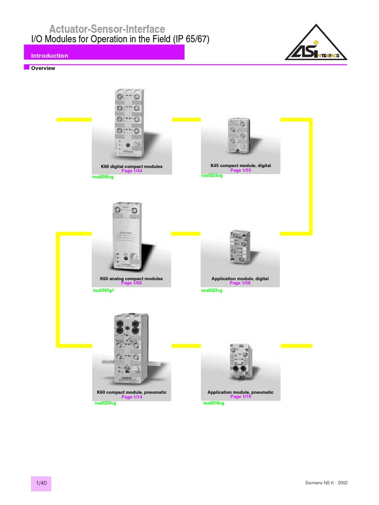 Actuator-Sensor-Interface: I/O Modules For Operation in The Field (IP ...