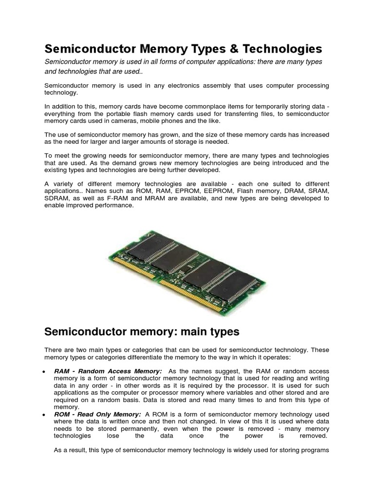 FRAM - Semiconductor Memory Types | PDF | Random Access Memory | Dynamic Random Access Memory