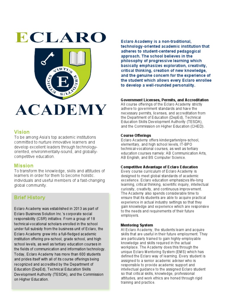 Eclaro Academy One Pager 2 | PDF | Vocational Education | Higher Education