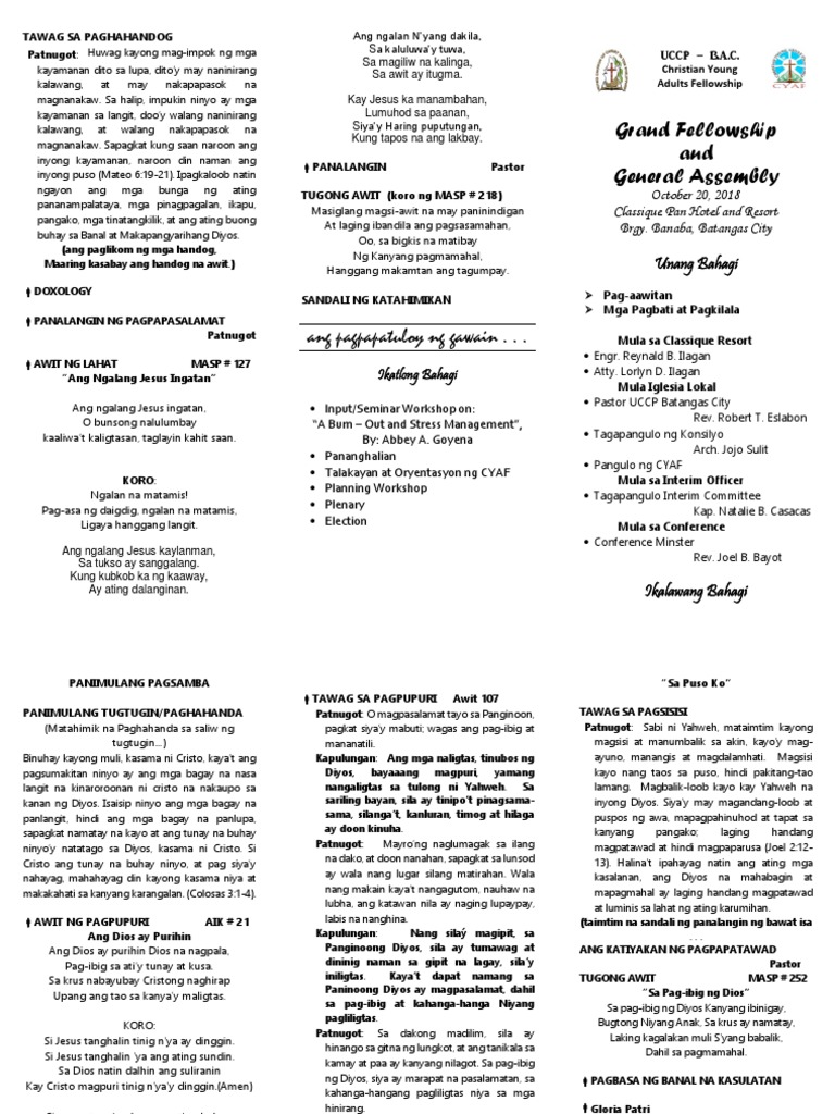 Cyaf Assembly Opening Liturgy | PDF