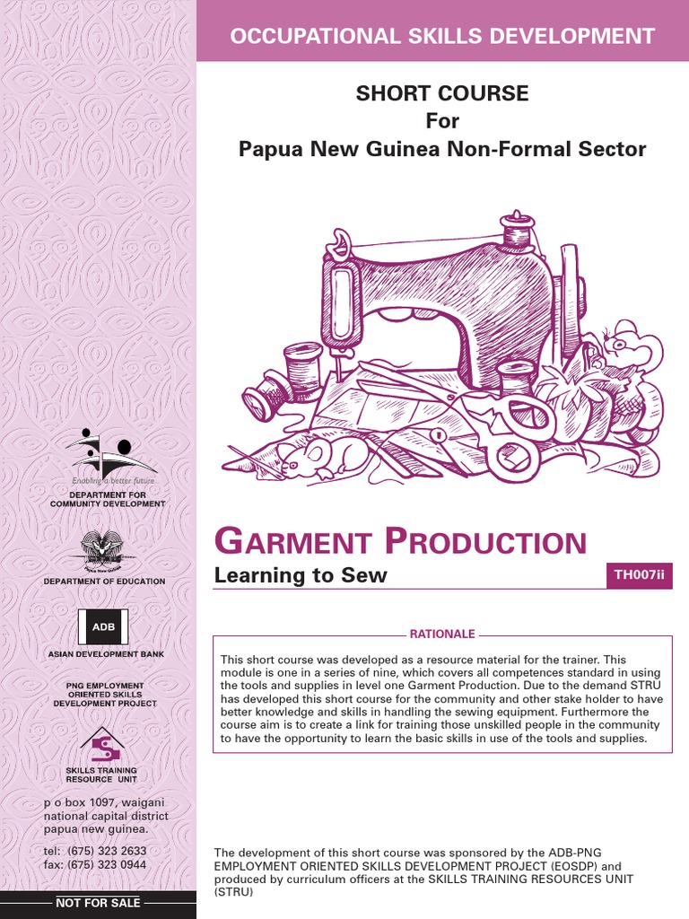 Garment Production Learning To Sew | PDF | Sewing | Sewing Machine