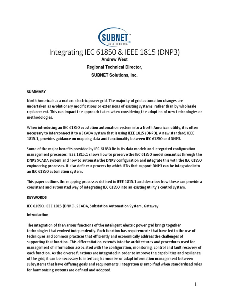 Integrating IEC 61850 and DNP | PDF | Scada | Computing