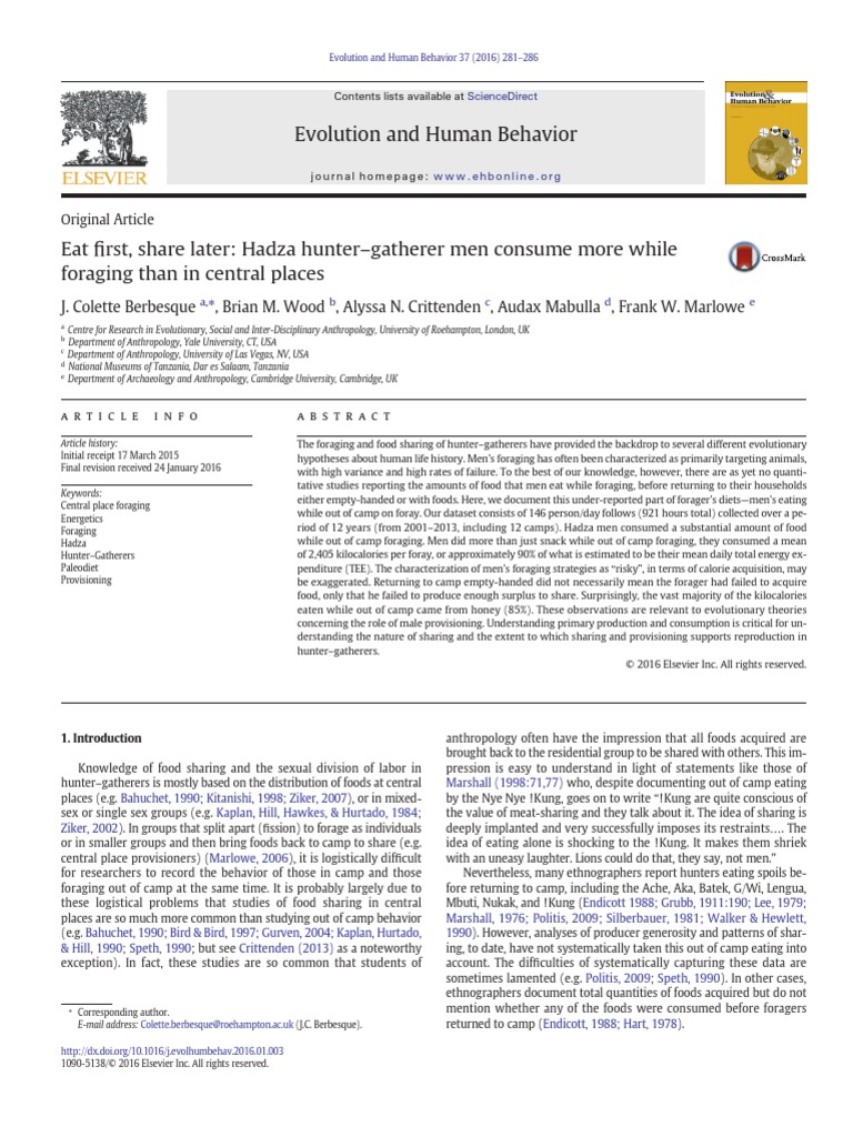 Evolution and Human Behavior | PDF | Foraging | Hunter Gatherer