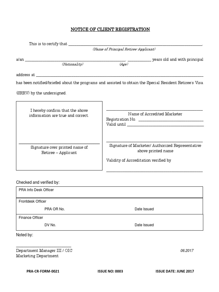 Notice of Client Registration | PDF
