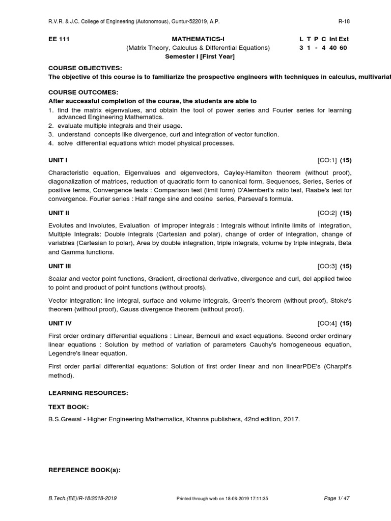 R-18 Eee Syllabus | PDF | Diffraction | Electrical Impedance