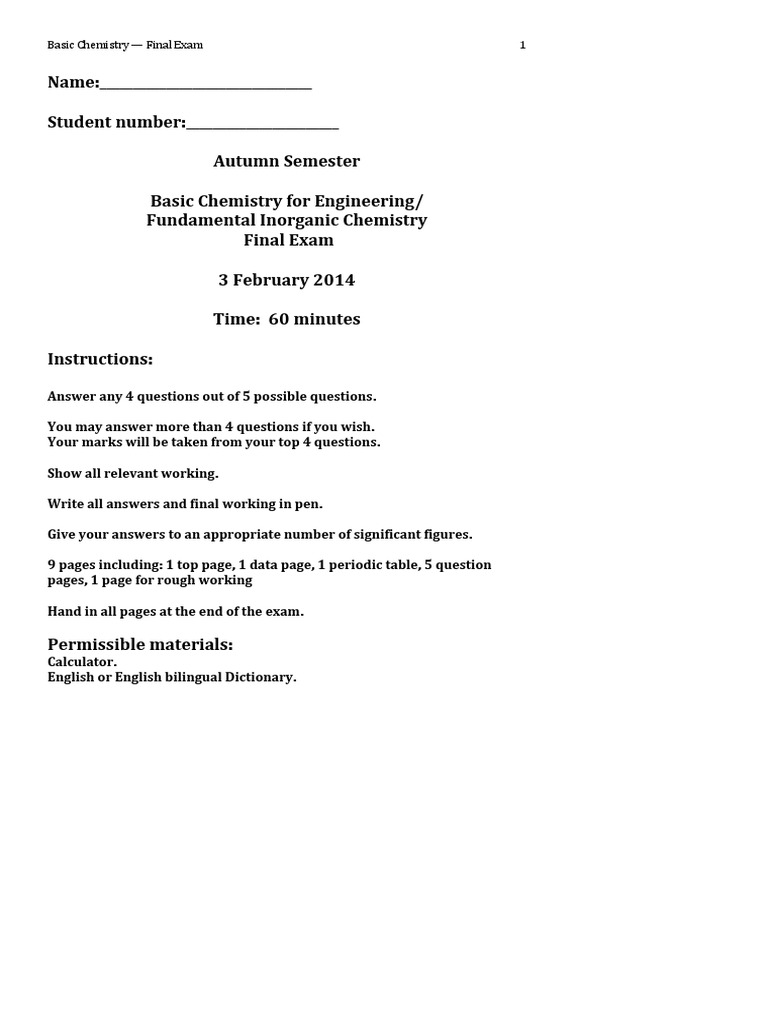 2013 Basic Final Answers | PDF | Functional Group | Mole (Unit)