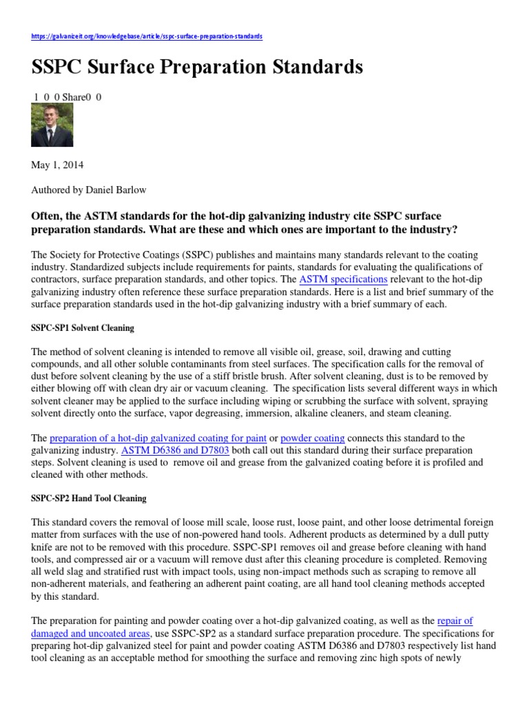 SSPC Surface Preparation Standards | PDF | Galvanization | Rust