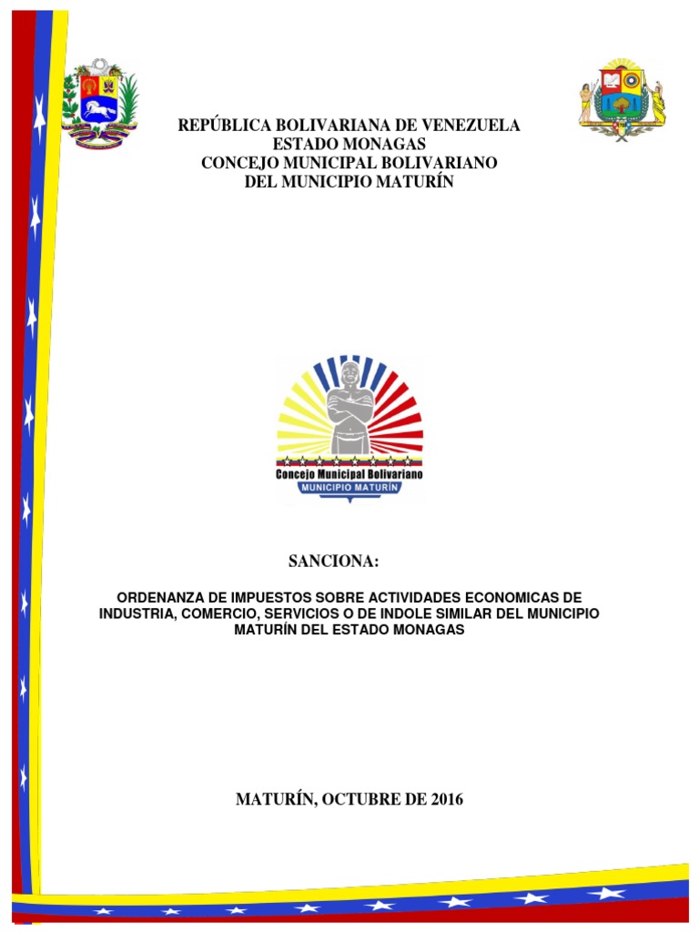 Ordenanza de Actividades Económicas 2016 Maturin | PDF | Impuestos | Contribuyente