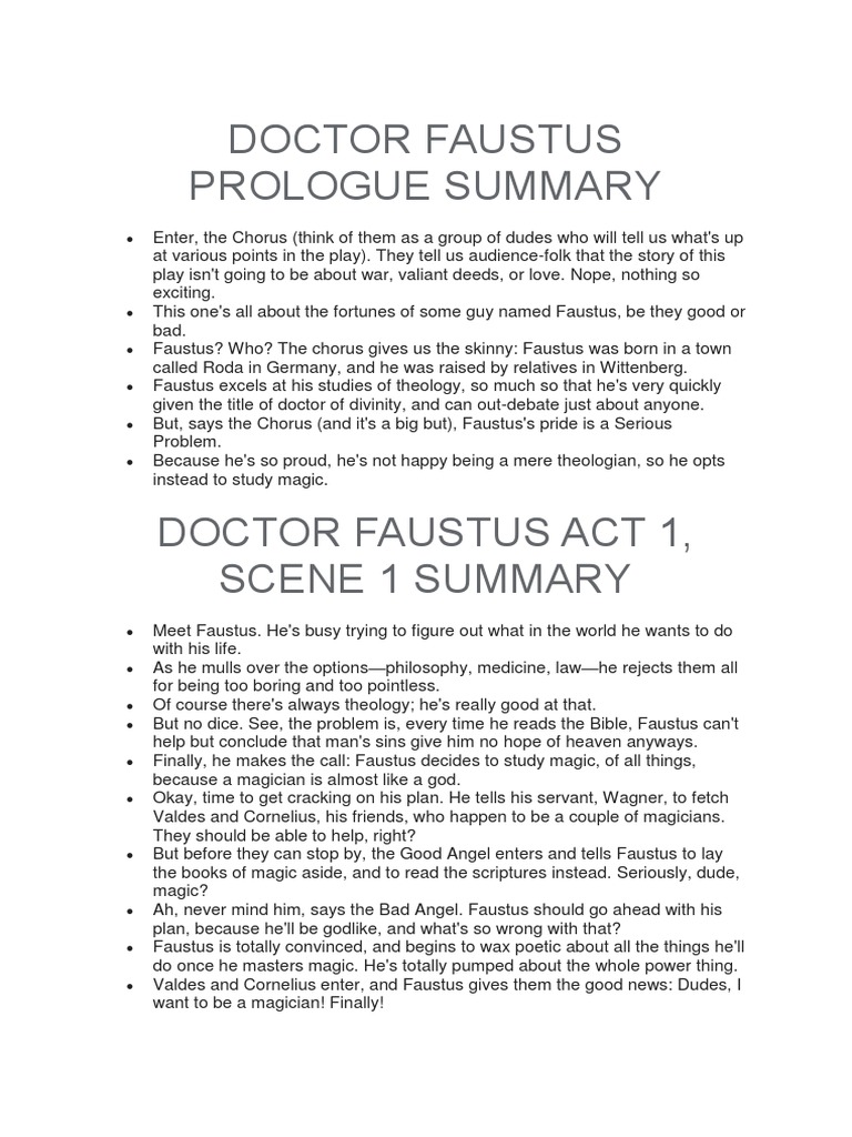 Marlowe's Faustus Summary | PDF | Faust | Seven Deadly Sins