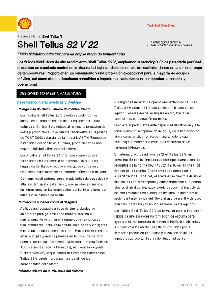 Tellus s2 V 22 (Tellus T 22) | PDF | Viscosidad | Petróleo