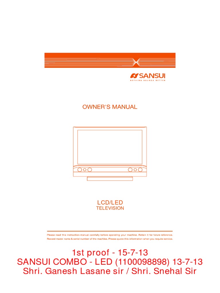 SANSUI LED TV User Manual Guide | PDF | Hdmi | Menu (Computing)
