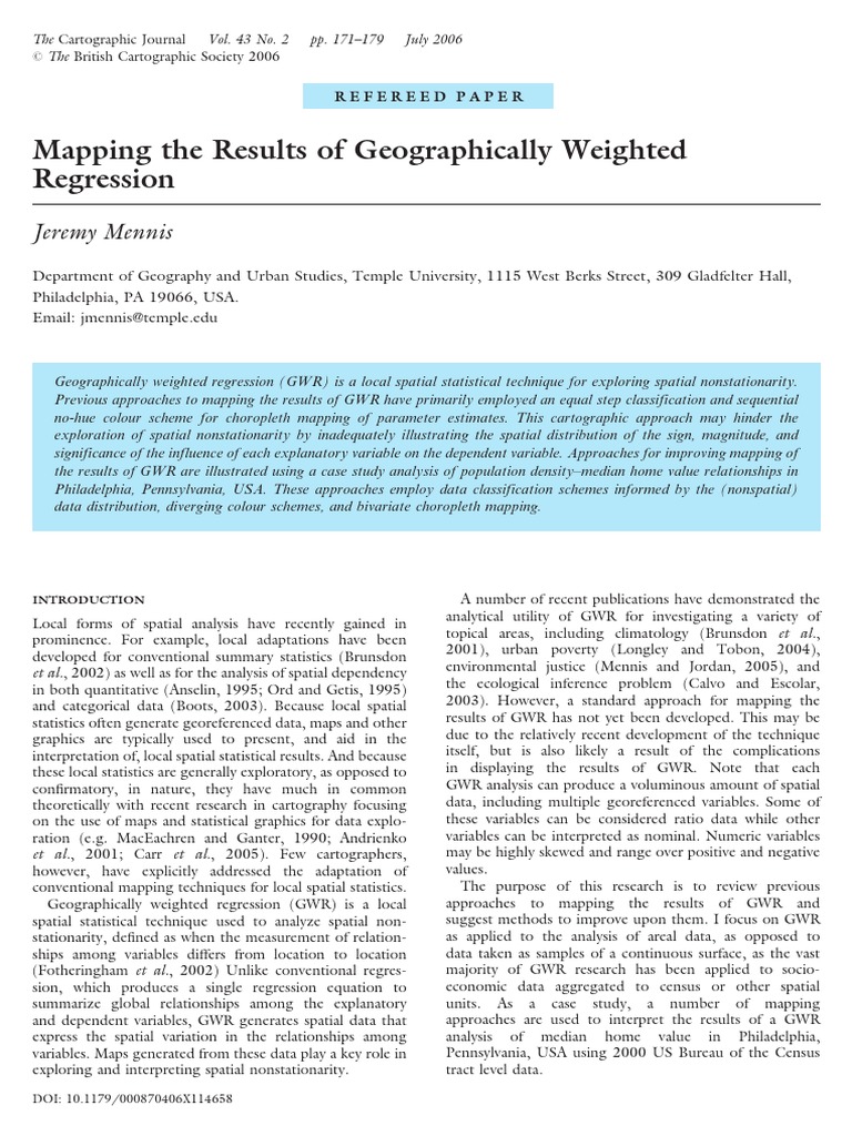 Mapping The Results of Geographically Weighted Regression: Jeremy ...