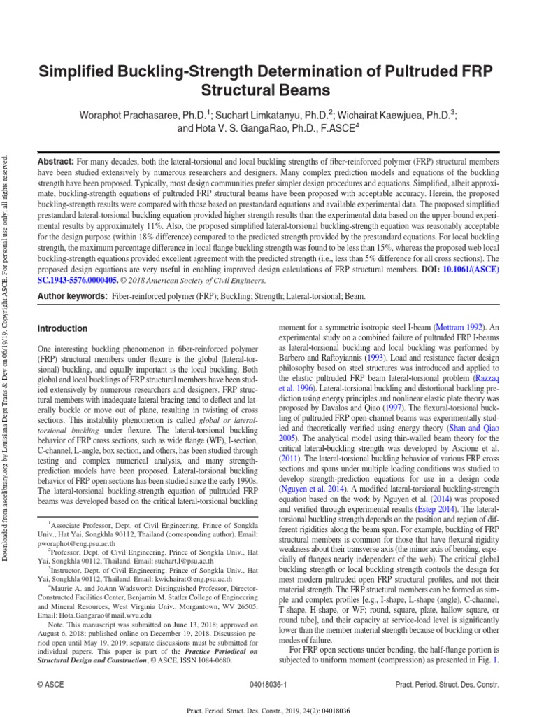 Simplified Buckling-Strength Determination of Pultruded FRP Structural ...