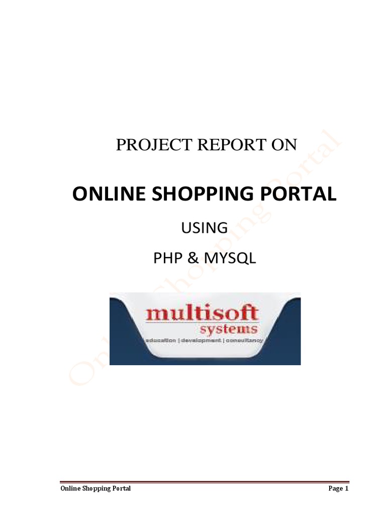 Online Shopping Portal: Project Report On | Download Free PDF ...